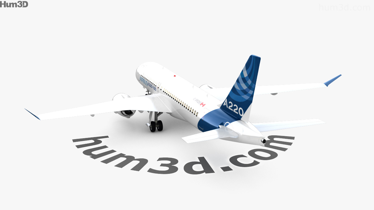 360 view of Airbus A220 100 3D model - 3DModels store