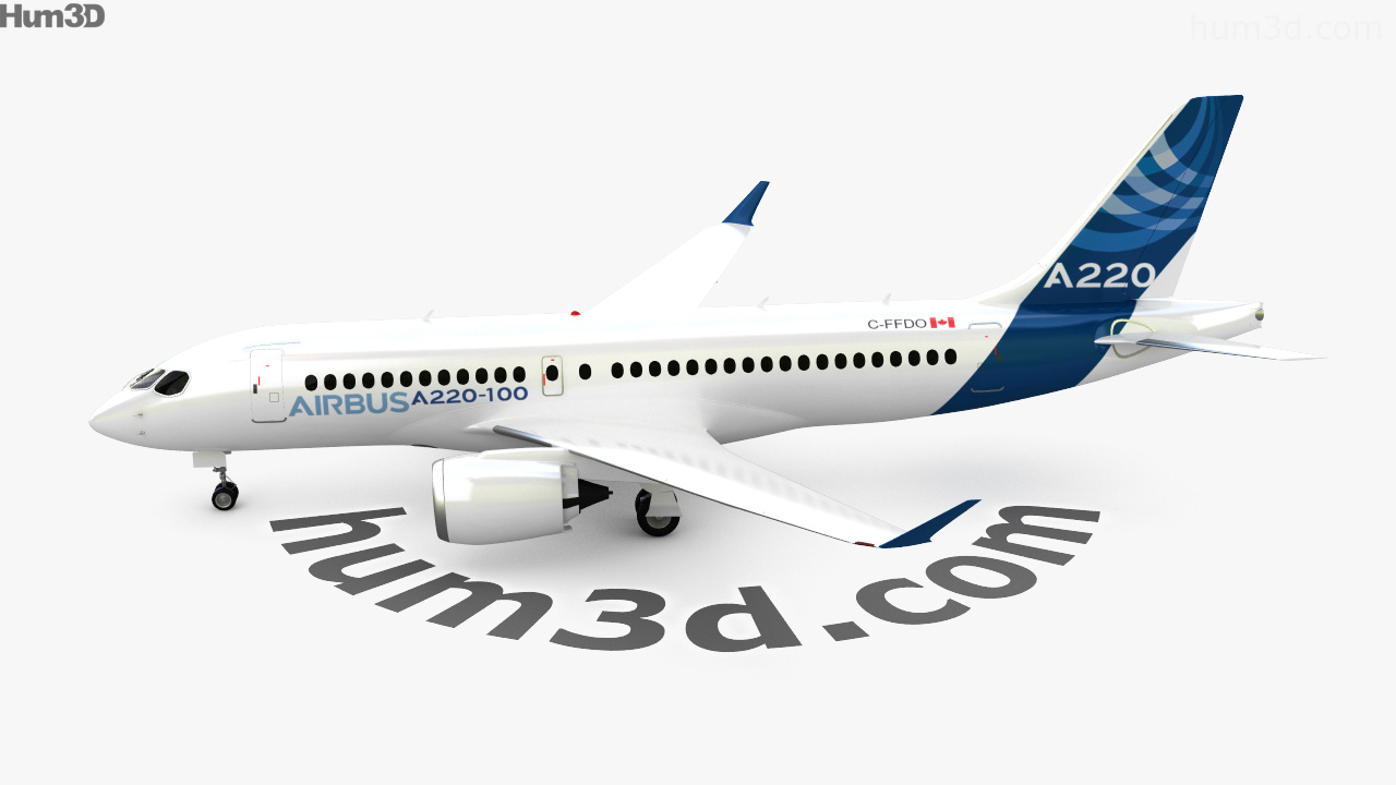 360 view of Airbus A220 100 3D model - 3DModels store