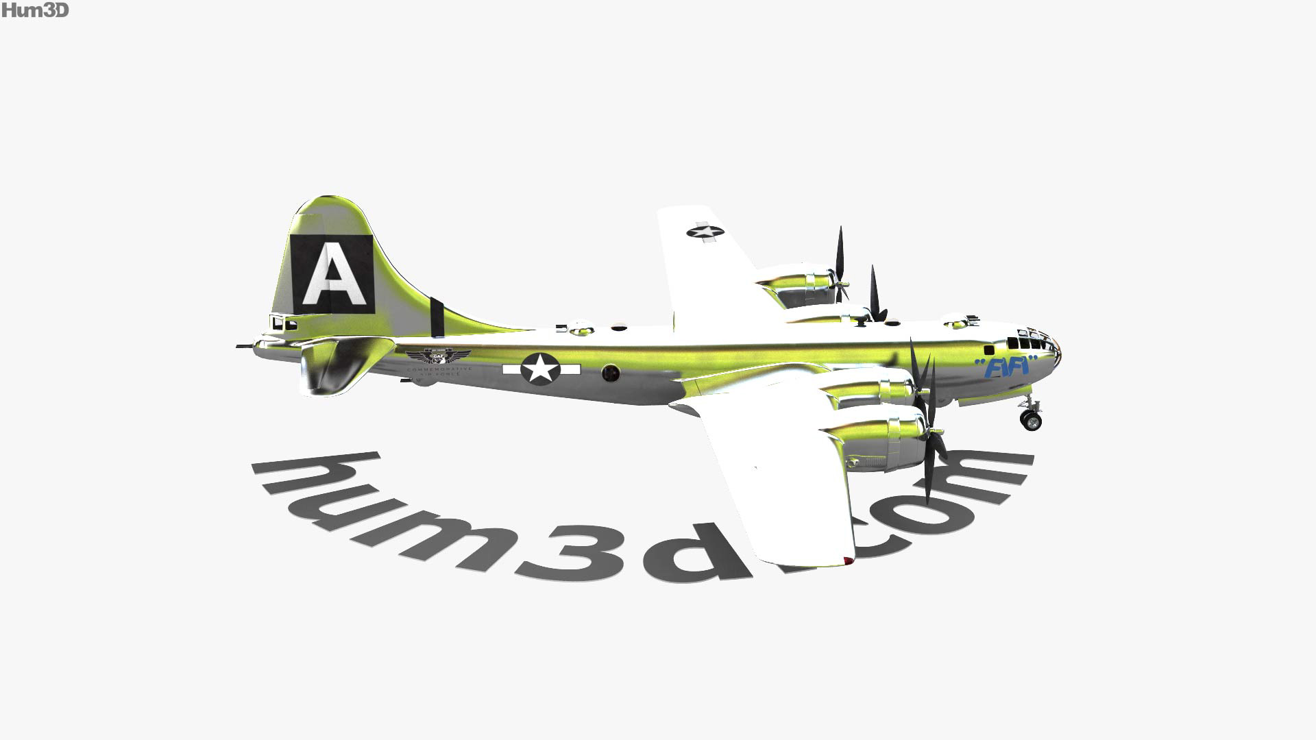 360 view of Boeing B-29 Superfortress with HQ interior 3D model ...