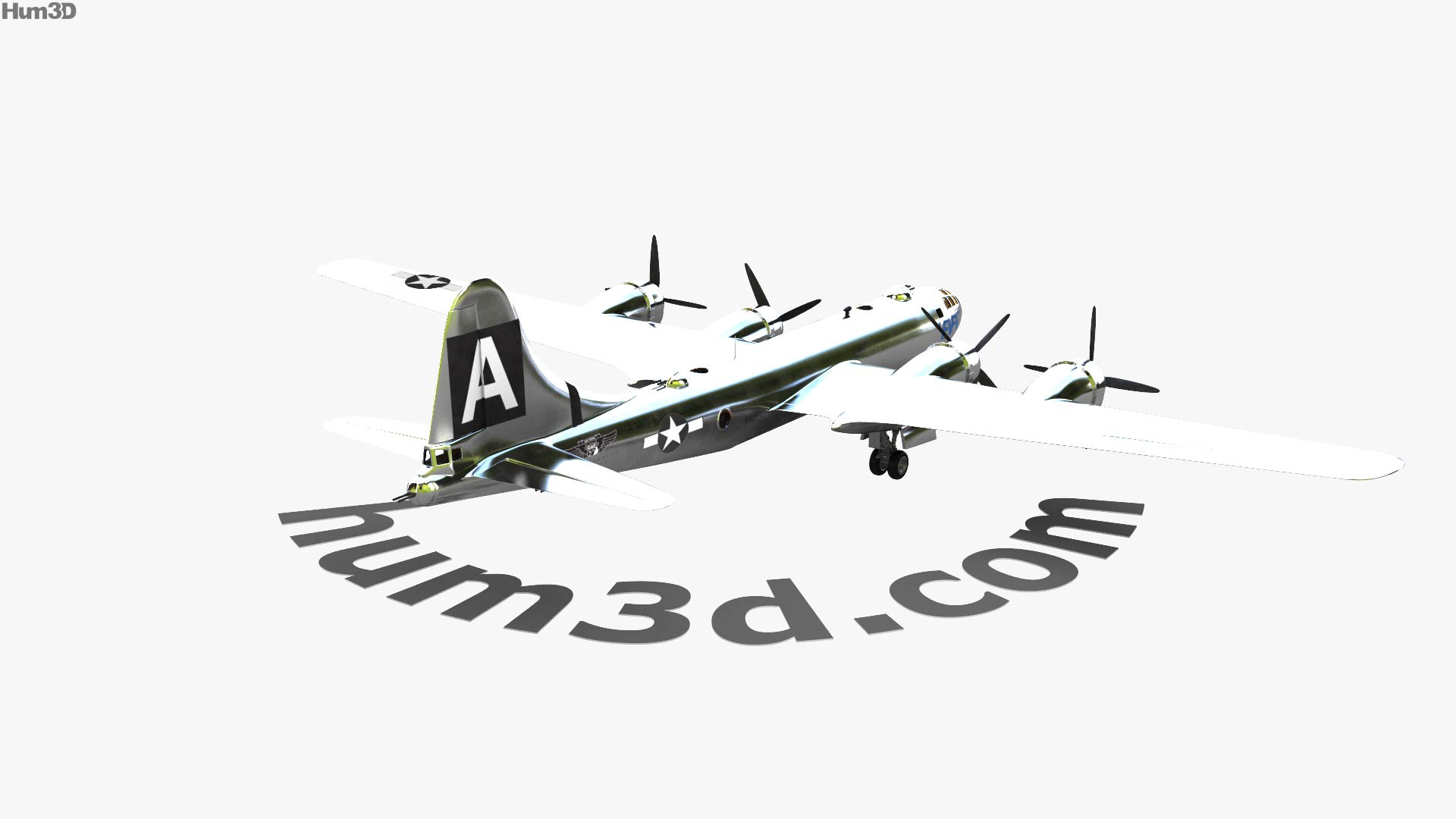 360 view of Boeing B-29 Superfortress with HQ interior 3D model ...