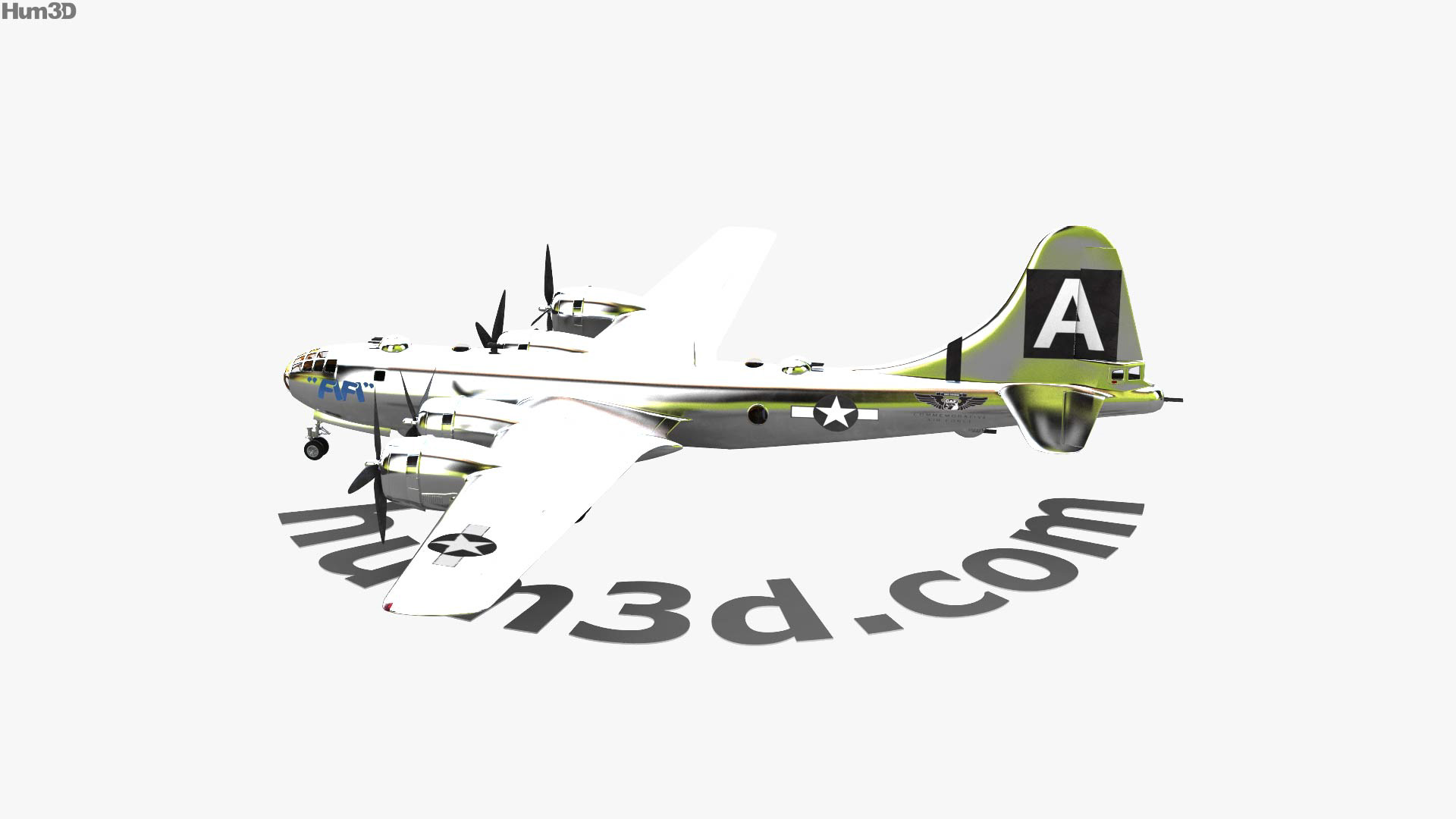 360 view of Boeing B-29 Superfortress with HQ interior 3D model ...