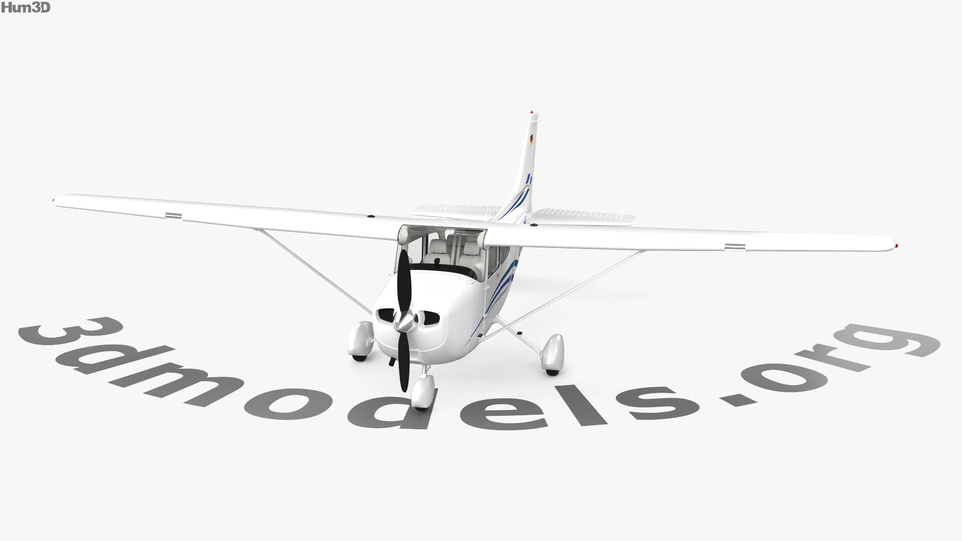 360 view of Cessna 172 Skyhawk with HQ interior 3D model - 3DModels store