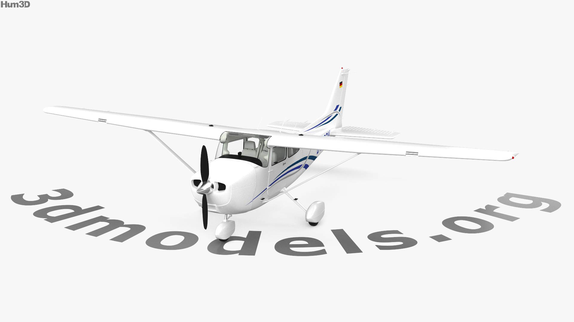 360 view of Cessna 172 Skyhawk with HQ interior 3D model - 3DModels store