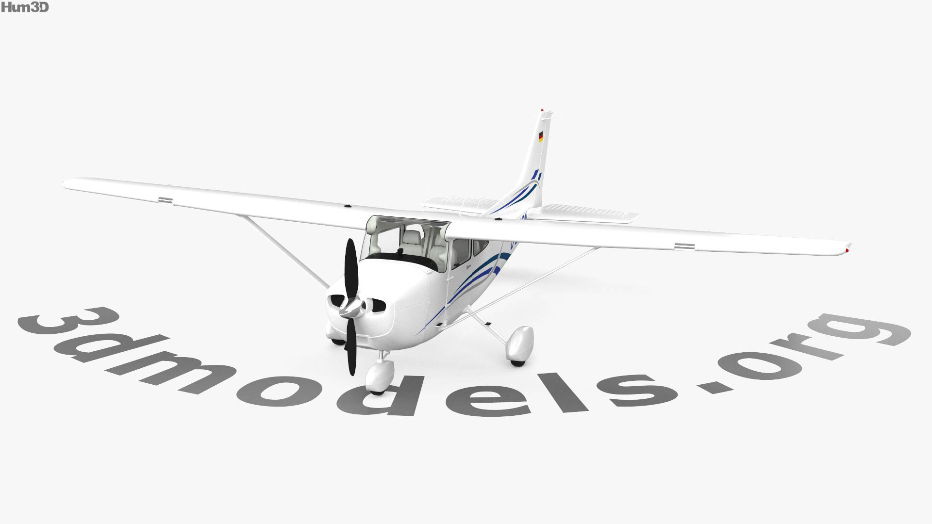 360 view of Cessna 172 Skyhawk with HQ interior 3D model - 3DModels store