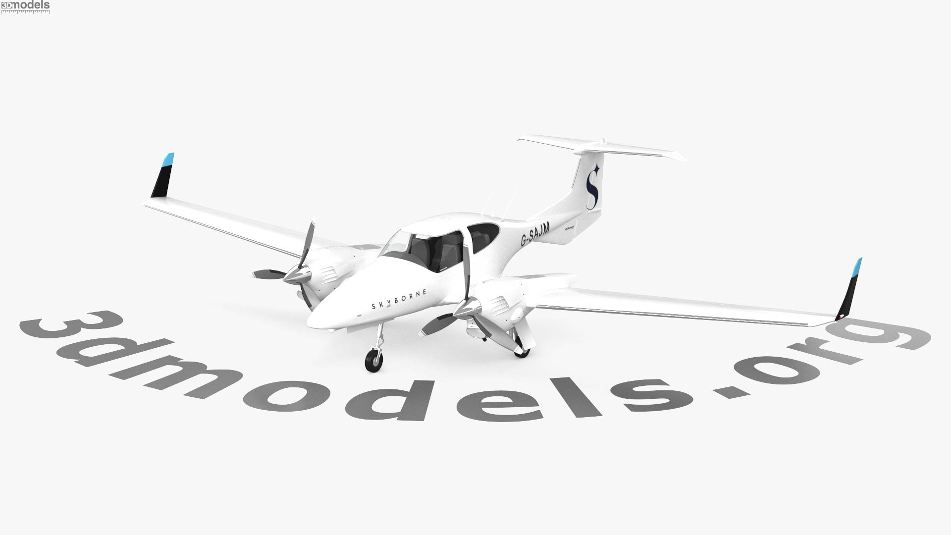 360 view of Diamond DA42 3D model - 3DModels store