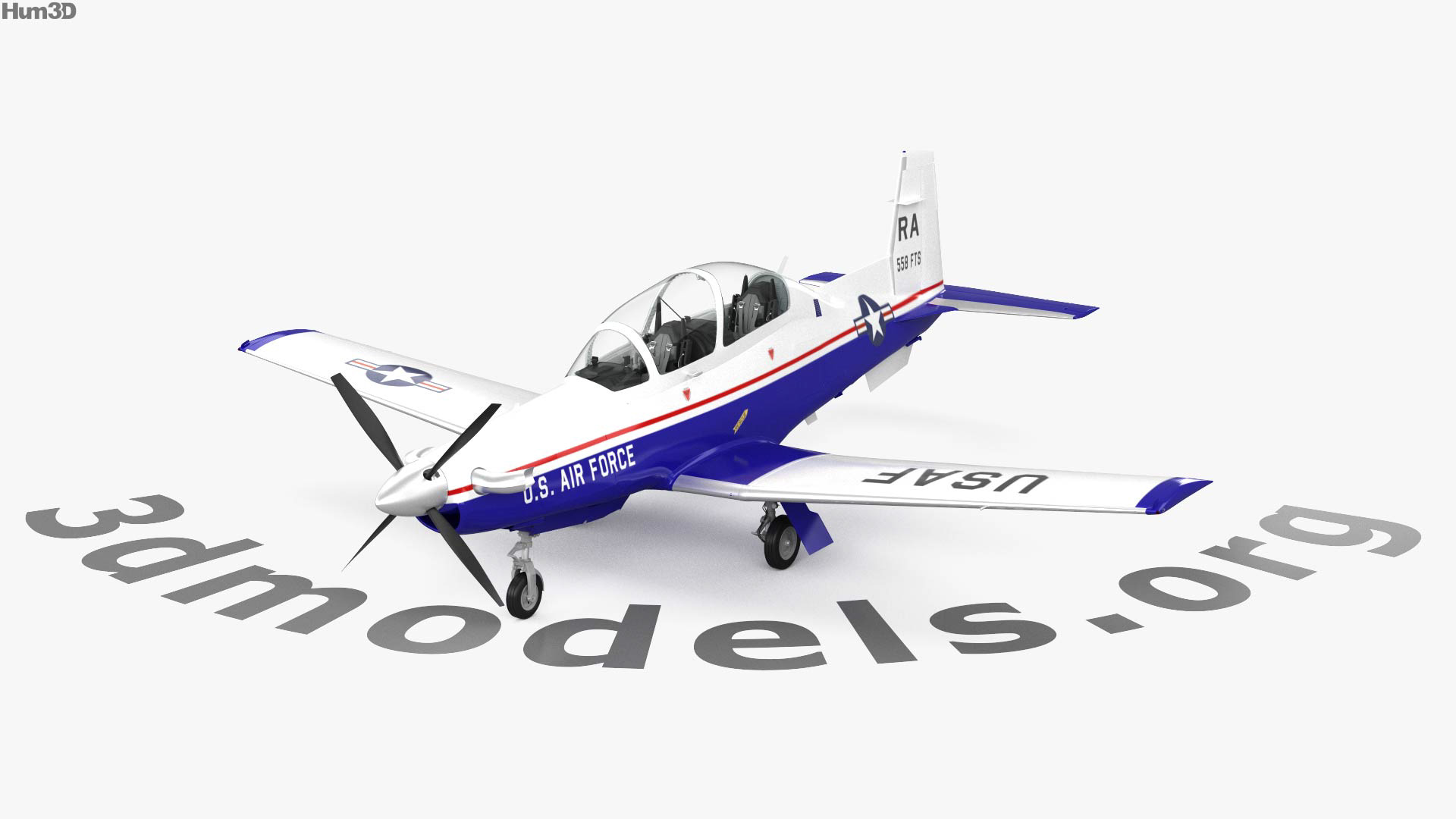 360 view of Beechcraft T-6A Texan II with HQ interior 3D model ...