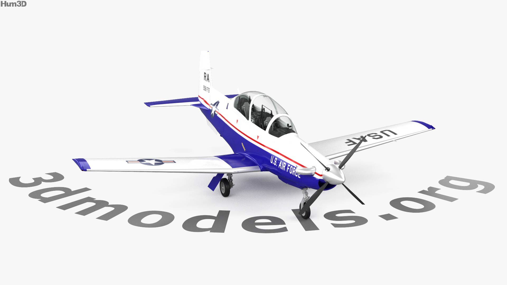 360 view of Beechcraft T-6A Texan II with HQ interior 3D model ...