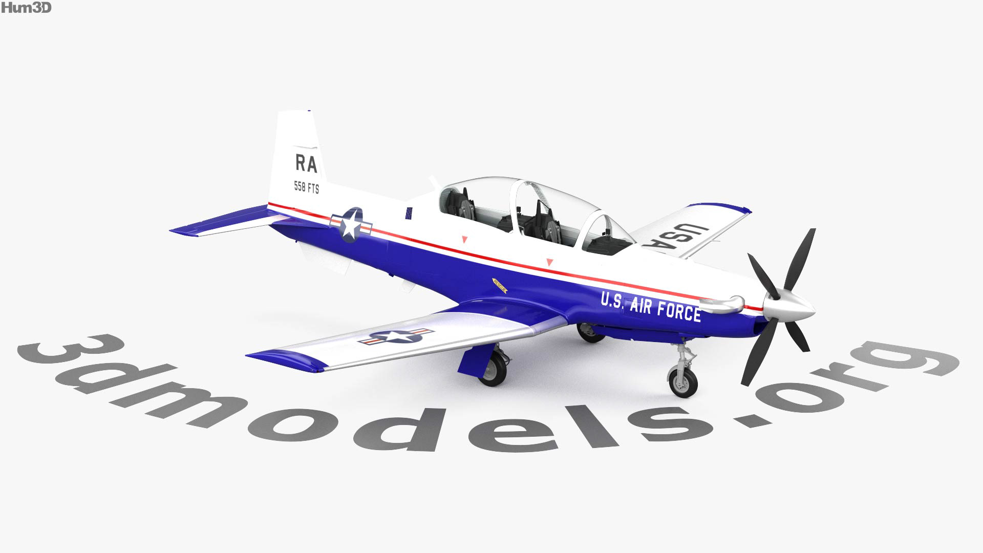 360 view of Beechcraft T-6A Texan II with HQ interior 3D model ...