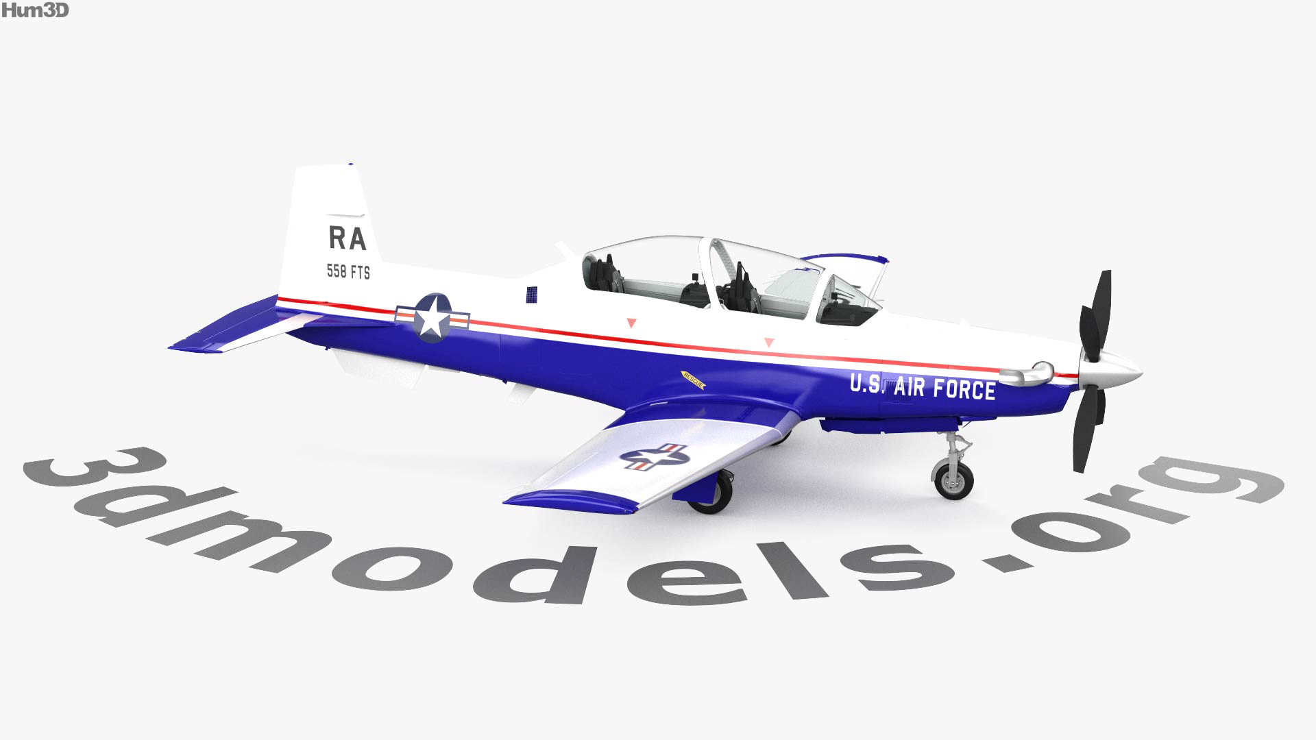 360 view of Beechcraft T-6A Texan II with HQ interior 3D model ...
