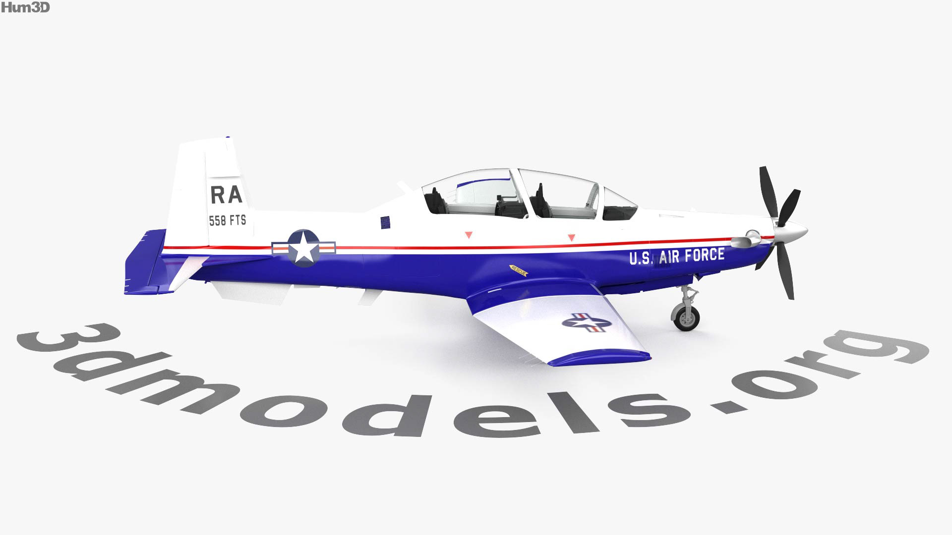 360 view of Beechcraft T-6A Texan II with HQ interior 3D model ...