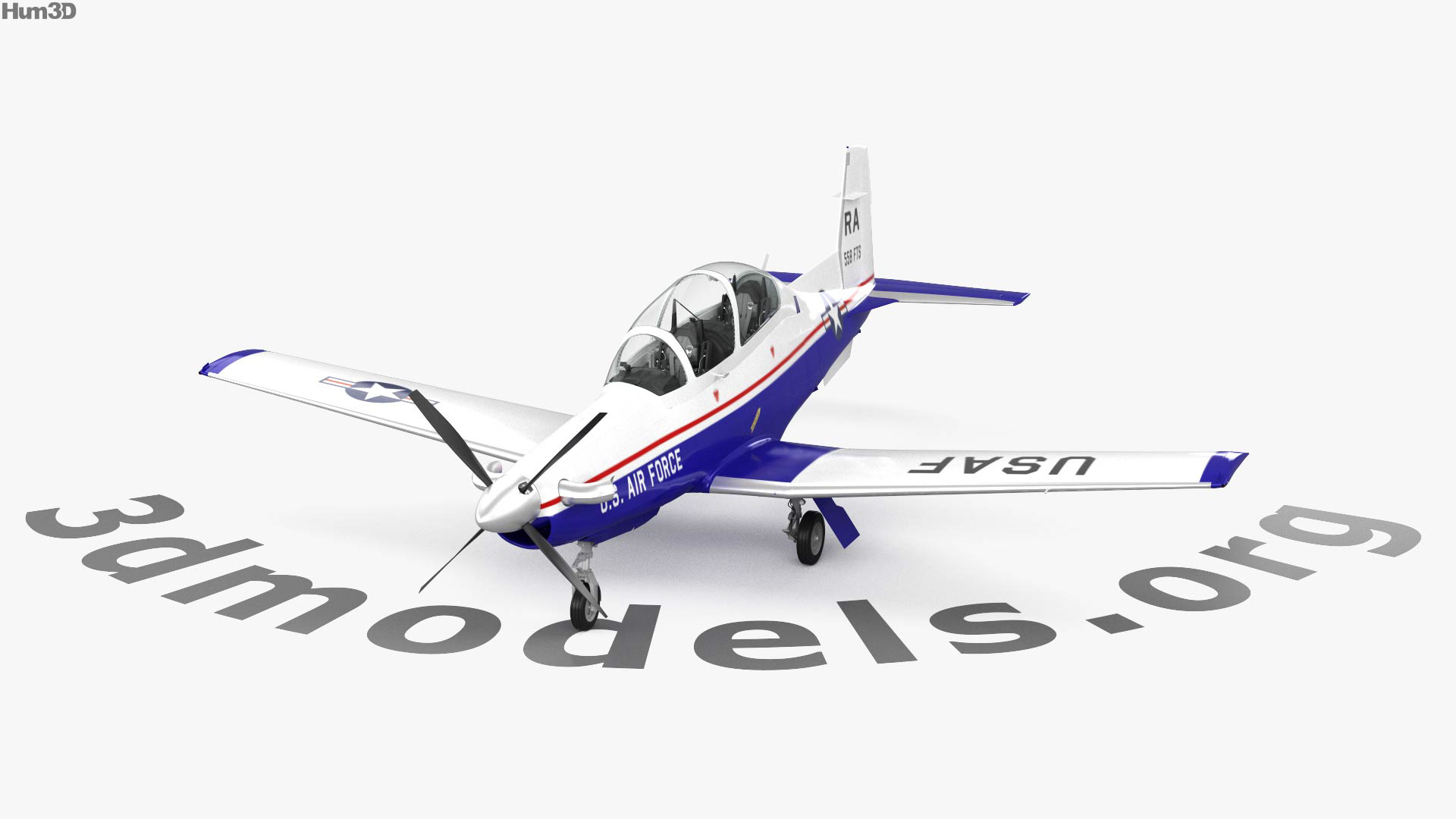 360 view of Beechcraft T-6A Texan II with HQ interior 3D model ...