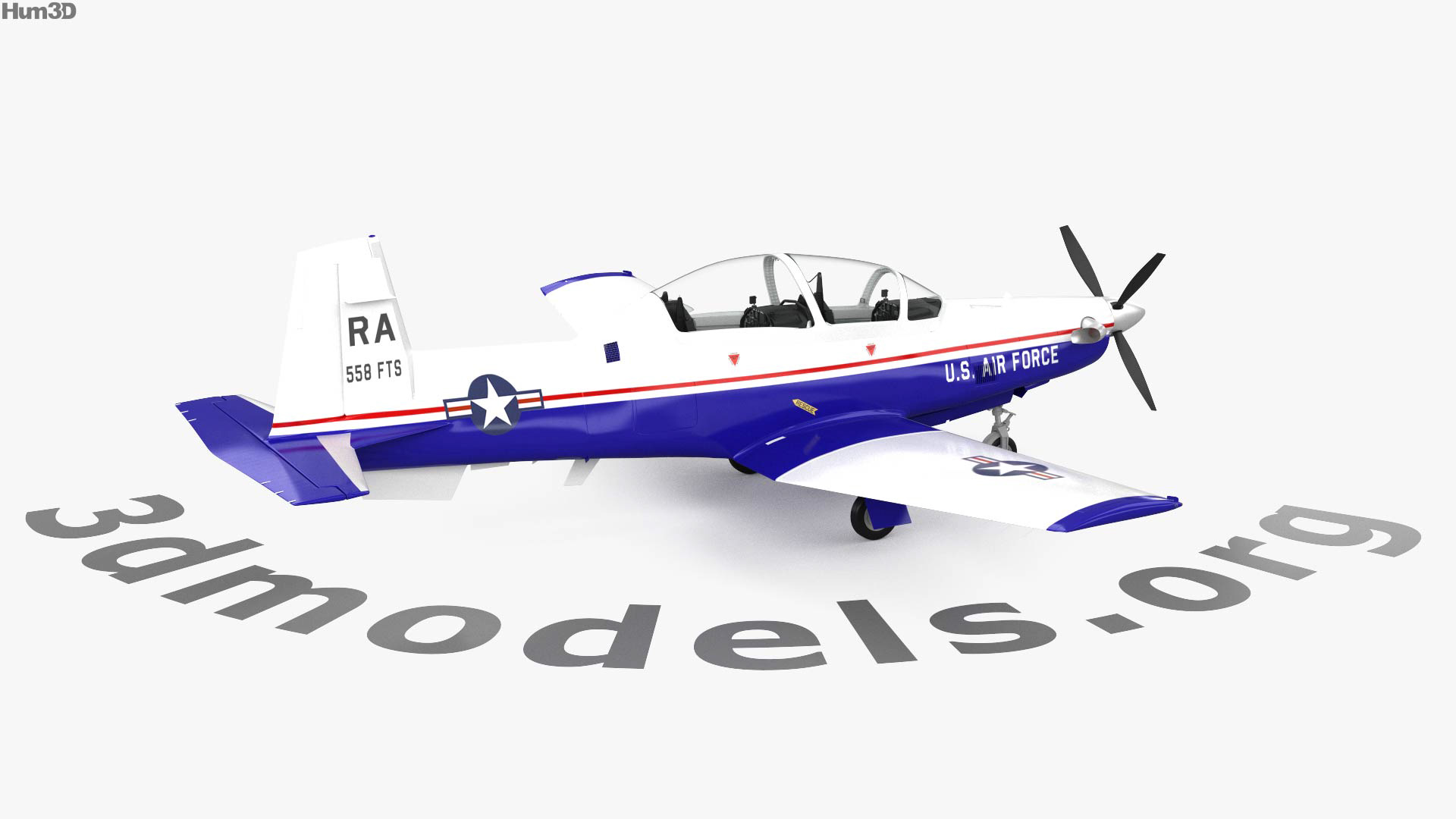 360 view of Beechcraft T-6A Texan II with HQ interior 3D model ...