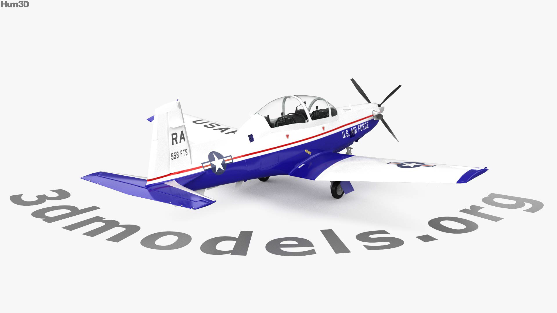 360 view of Beechcraft T-6A Texan II with HQ interior 3D model ...