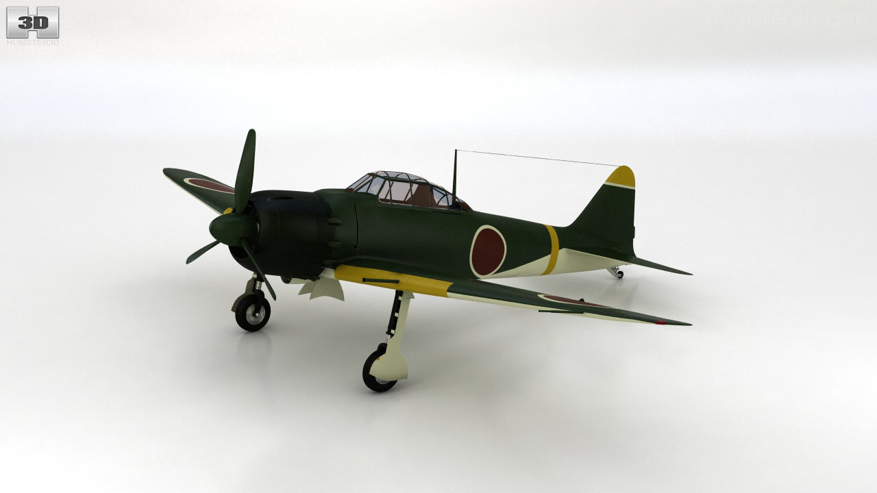 360 view of Mitsubishi A6M Zero 3D model - 3DModels store
