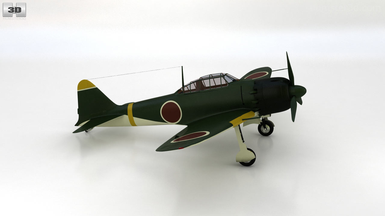 360 view of Mitsubishi A6M Zero 3D model - 3DModels store