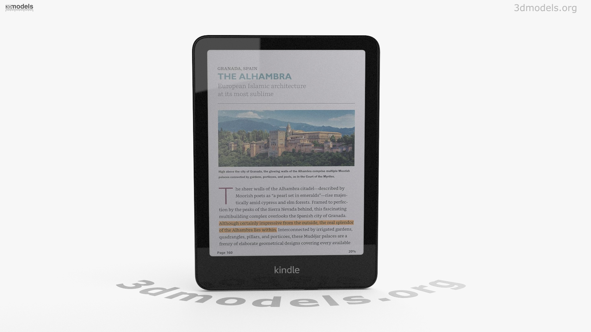 360 view of Amazon Kindle Colorsoft Black 3D model - 3DModels store