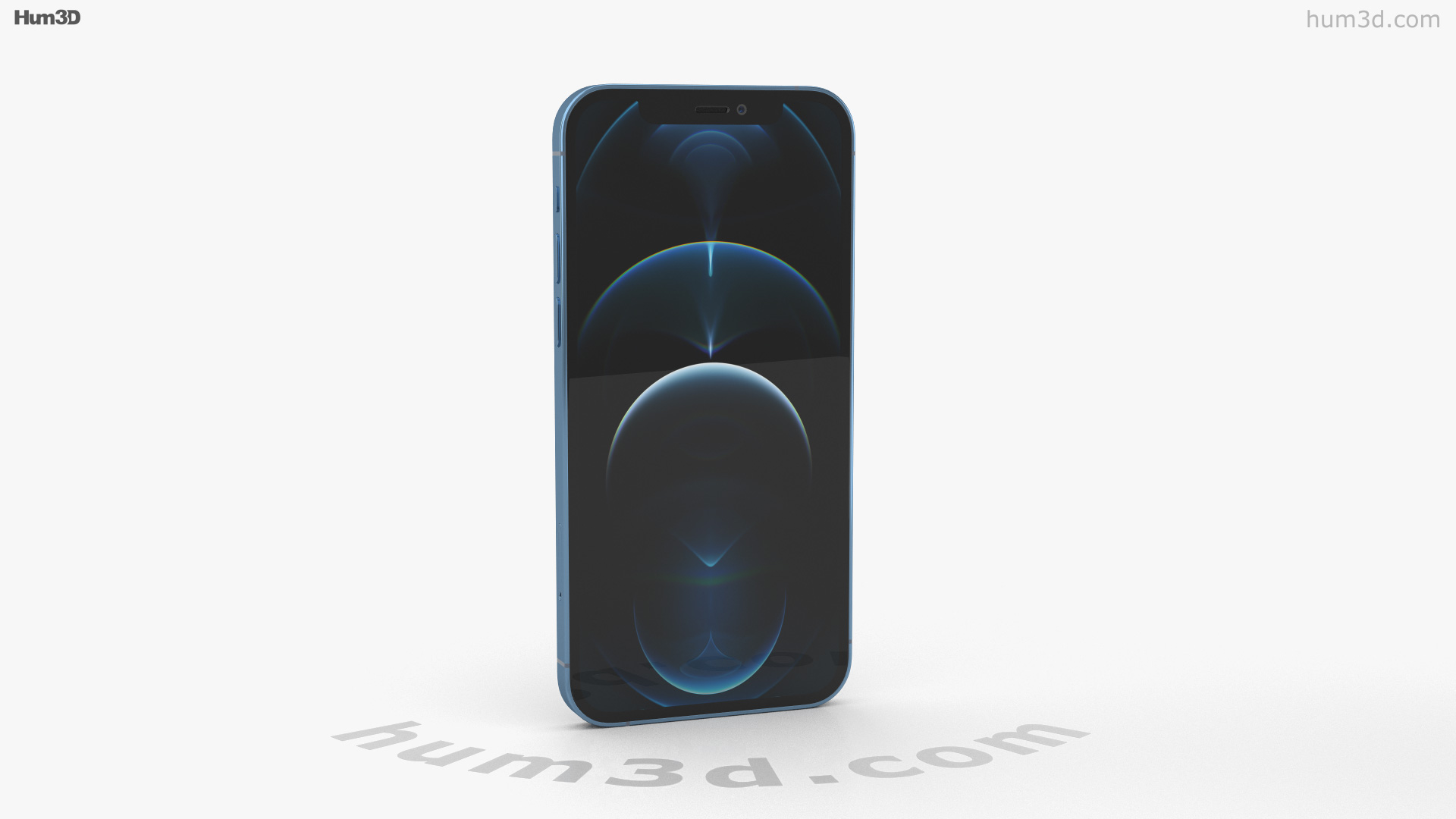 360 view of Apple iPhone 12 Pro Max Pacific Blue 3D model - 3DModels store