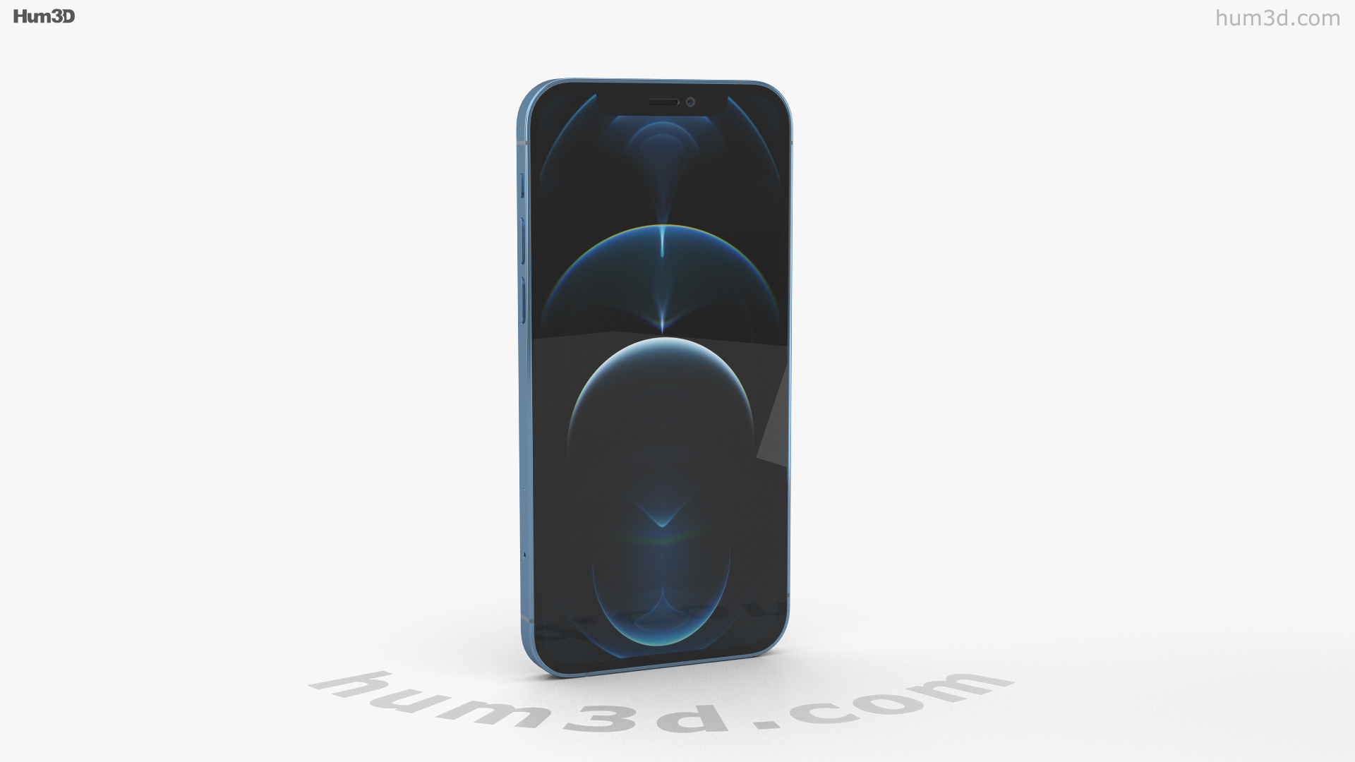 360 view of Apple iPhone 12 Pro Max Pacific Blue 3D model - 3DModels store