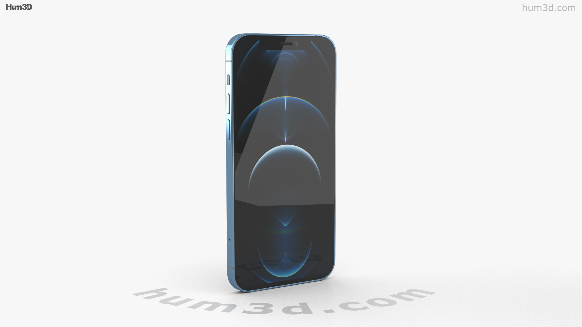 360 view of Apple iPhone 12 Pro Max Pacific Blue 3D model - 3DModels store