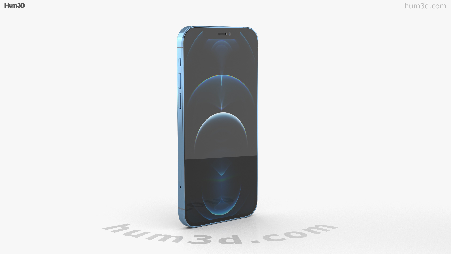 360 view of Apple iPhone 12 Pro Max Pacific Blue 3D model - 3DModels store