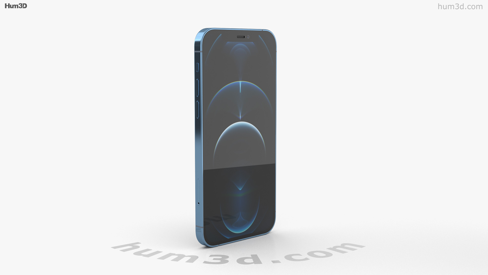 360 view of Apple iPhone 12 Pro Max Pacific Blue 3D model - 3DModels store
