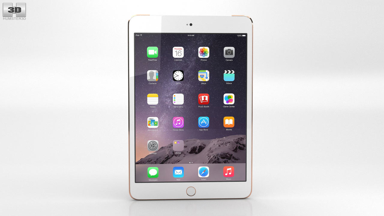 360 view of Apple iPad Mini 3 Cellular Gold 3D model - 3DModels store
