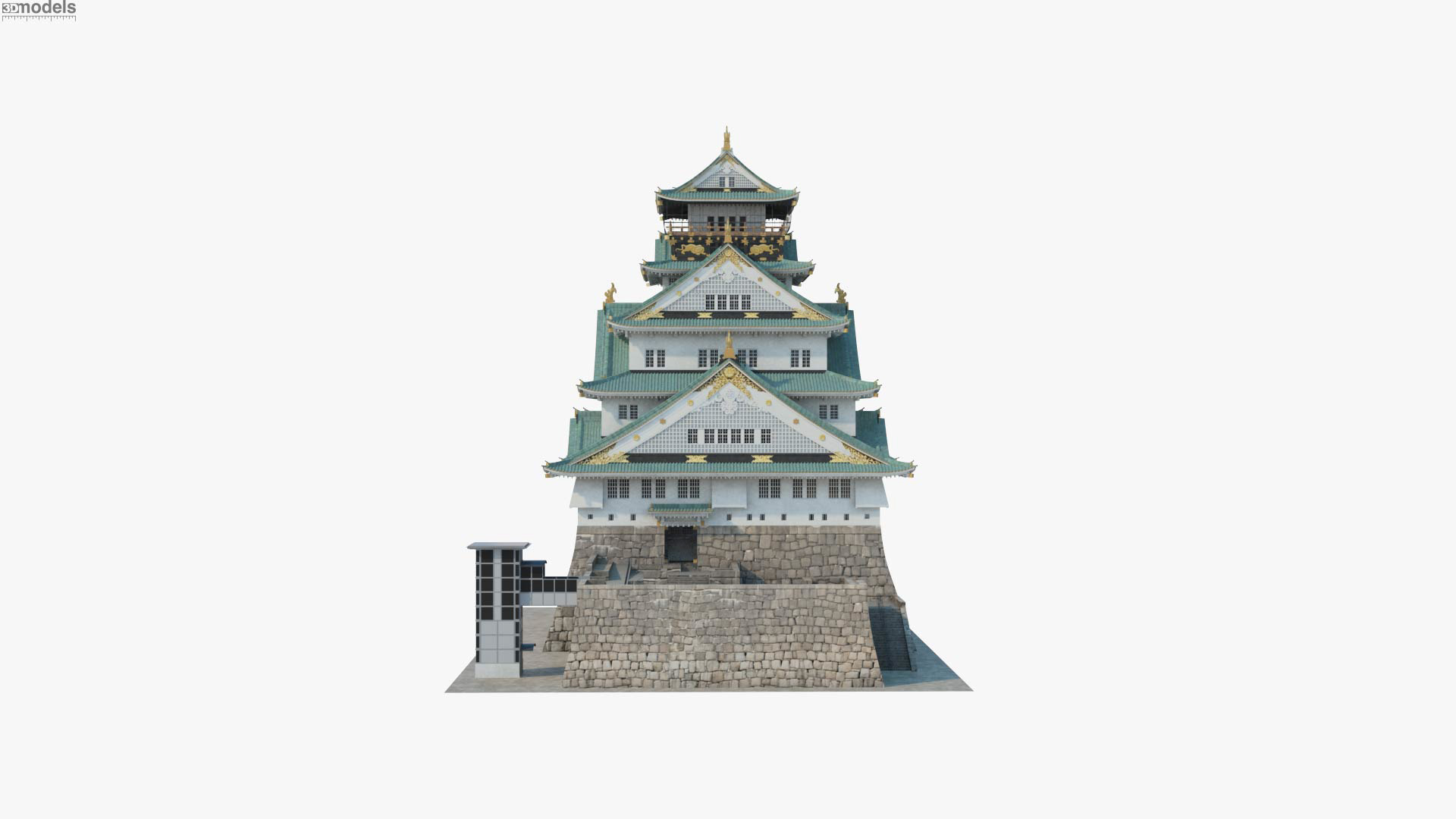 360 view of Osaka Castle 3D model - 3DModels store