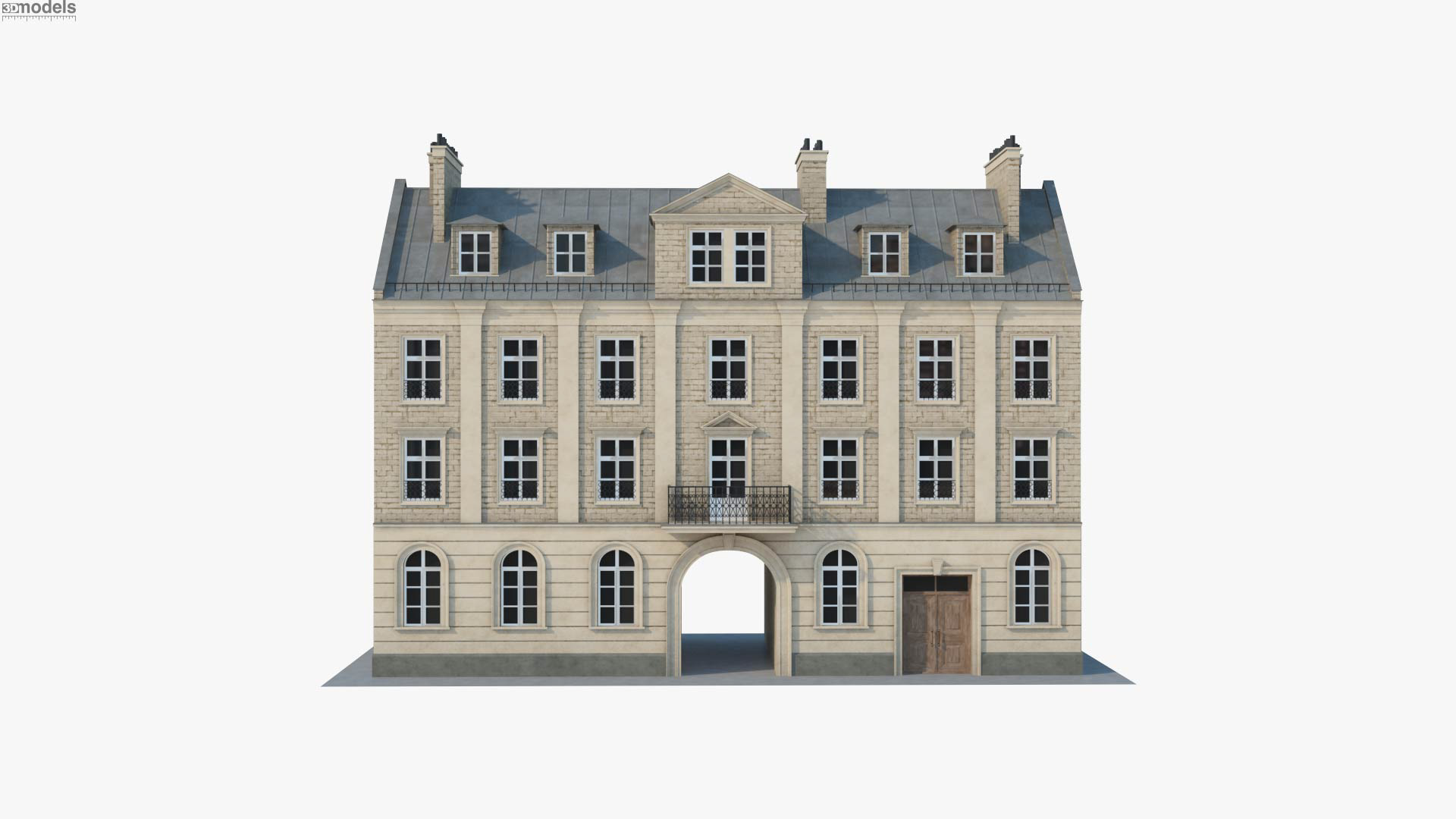 360 view of Georgian Victorian Facade Townhouse Historical 3D model ...