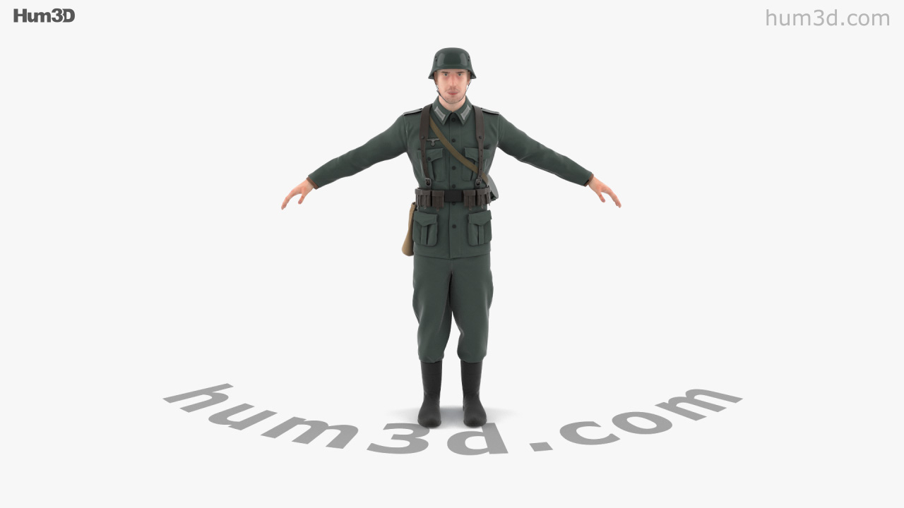 360 view of WW2 German Soldier 3D model - 3DModels store