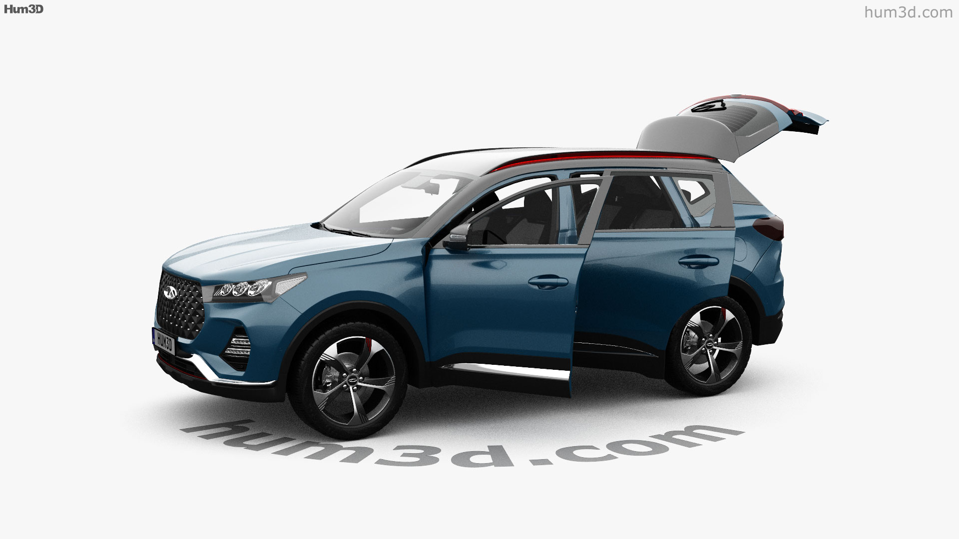 360 view of Chery Tiggo 7 with HQ interior 2023 3D model - 3DModels store