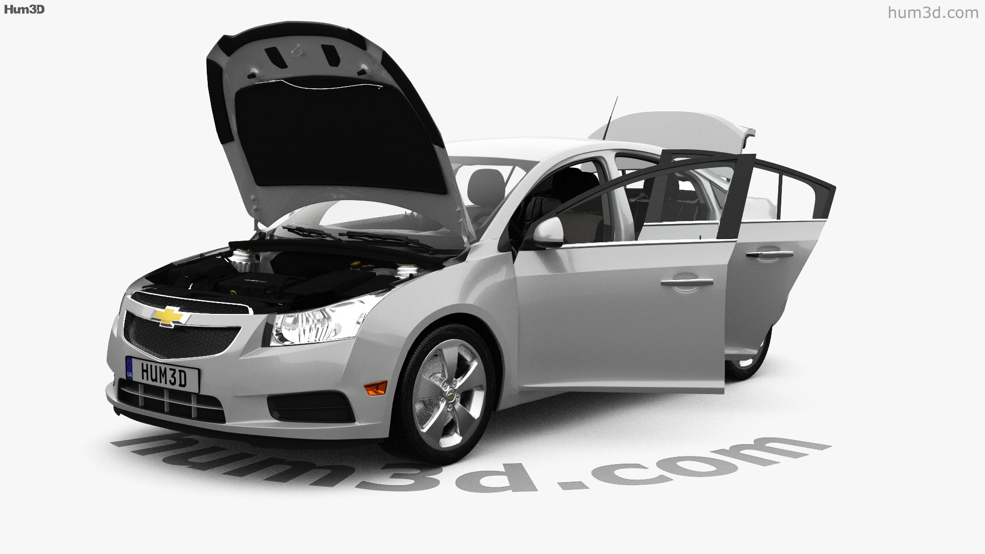 360 view of Chevrolet Cruze sedan with HQ interior and engine 2012 3D ...