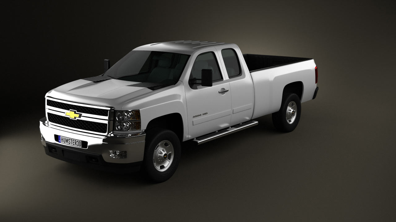360 view of Chevrolet Silverado HD Extended Cab Long bed 2013 3D model ...