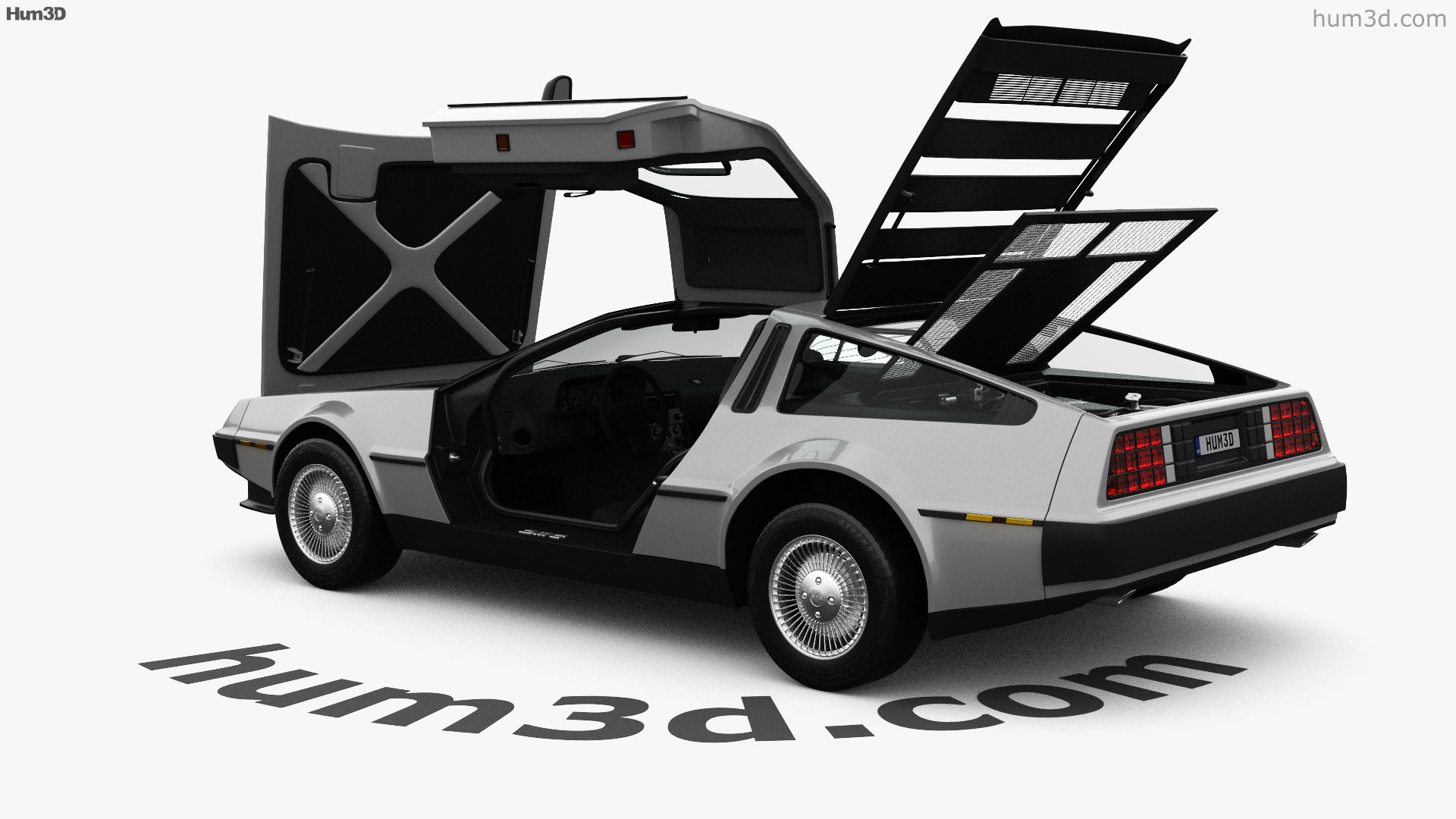 360 view of DeLorean DMC-12 with HQ interior and engine 1984 3D model ...
