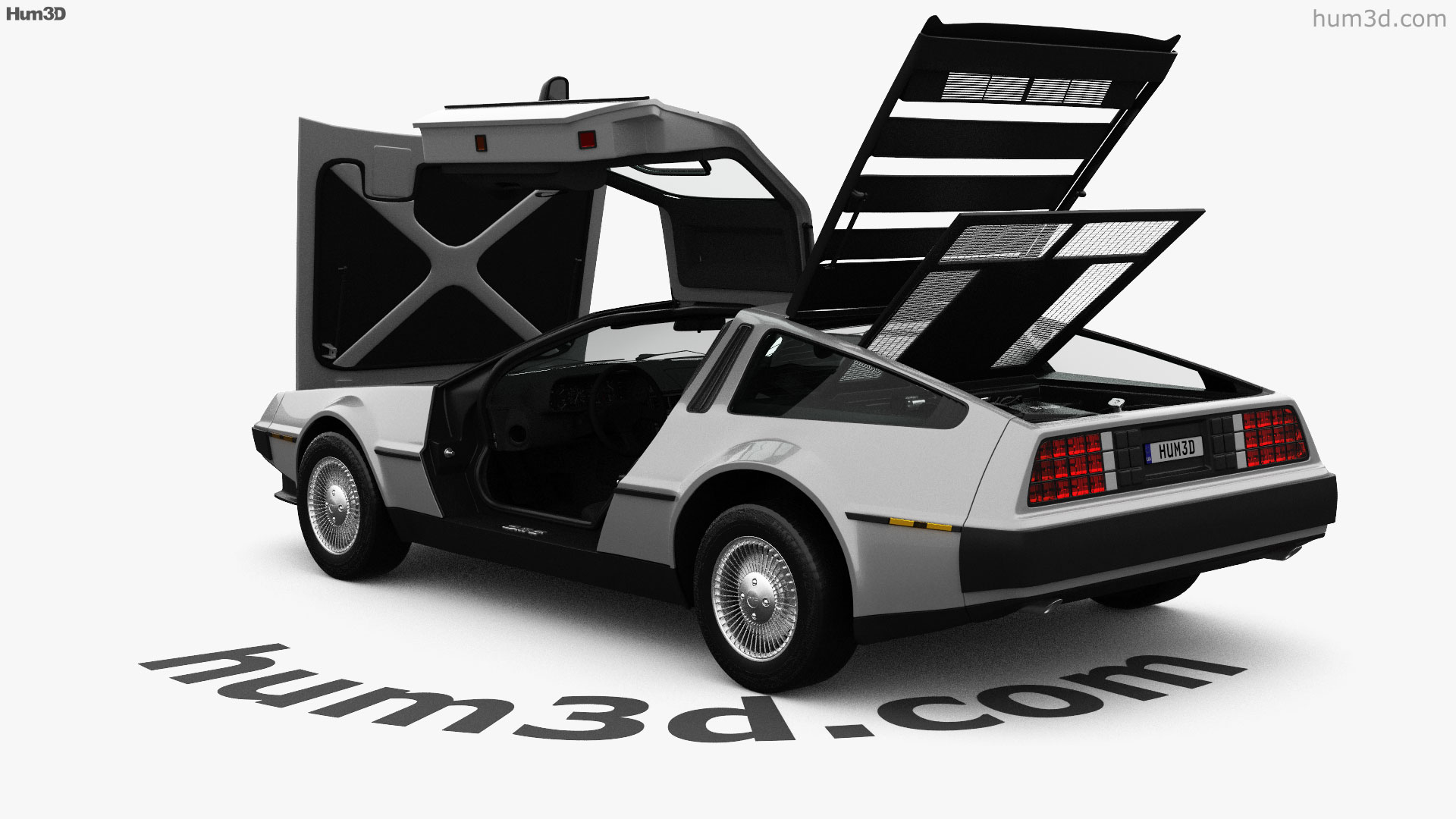 360 view of DeLorean DMC-12 with HQ interior and engine 1984 3D model ...