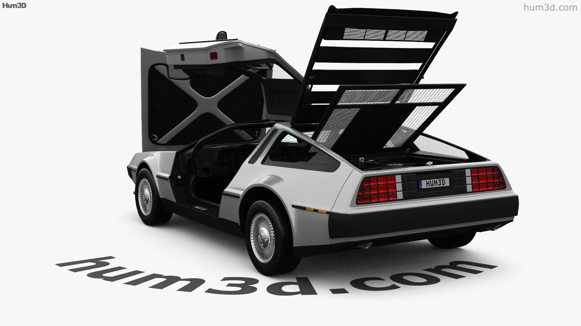 360 view of DeLorean DMC-12 with HQ interior and engine 1984 3D model ...