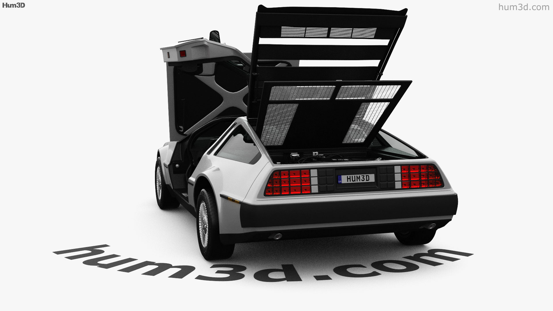 360 view of DeLorean DMC-12 with HQ interior and engine 1984 3D model ...