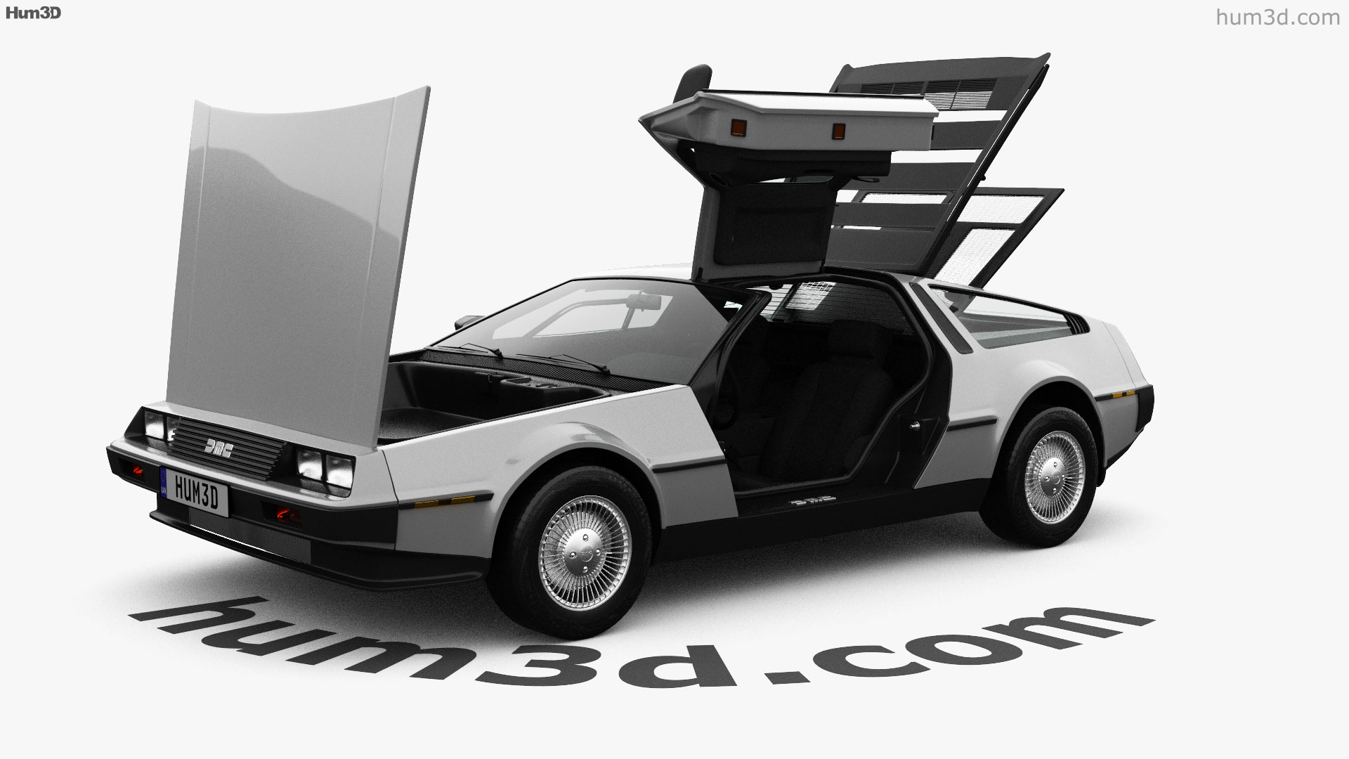 360 view of DeLorean DMC-12 with HQ interior and engine 1984 3D model ...
