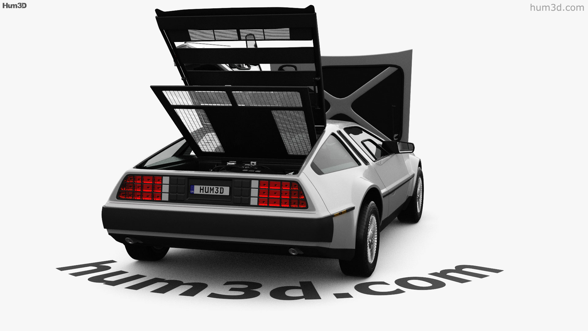 360 view of DeLorean DMC-12 with HQ interior and engine 1984 3D model ...
