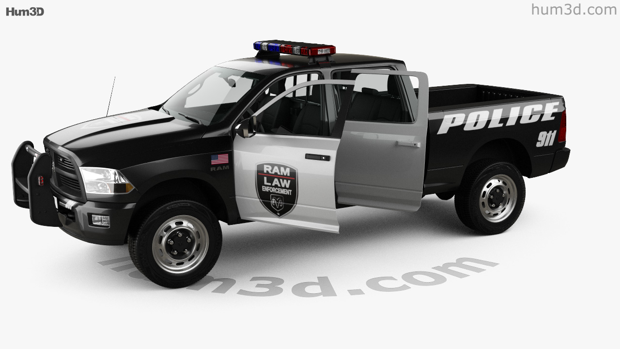 360 view of Dodge Ram Crew Cab Police with HQ interior 2019 3D model ...