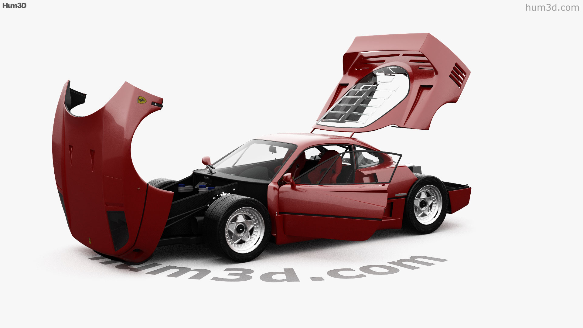 360 view of Ferrari F40 with HQ interior and engine 1987 3D model ...