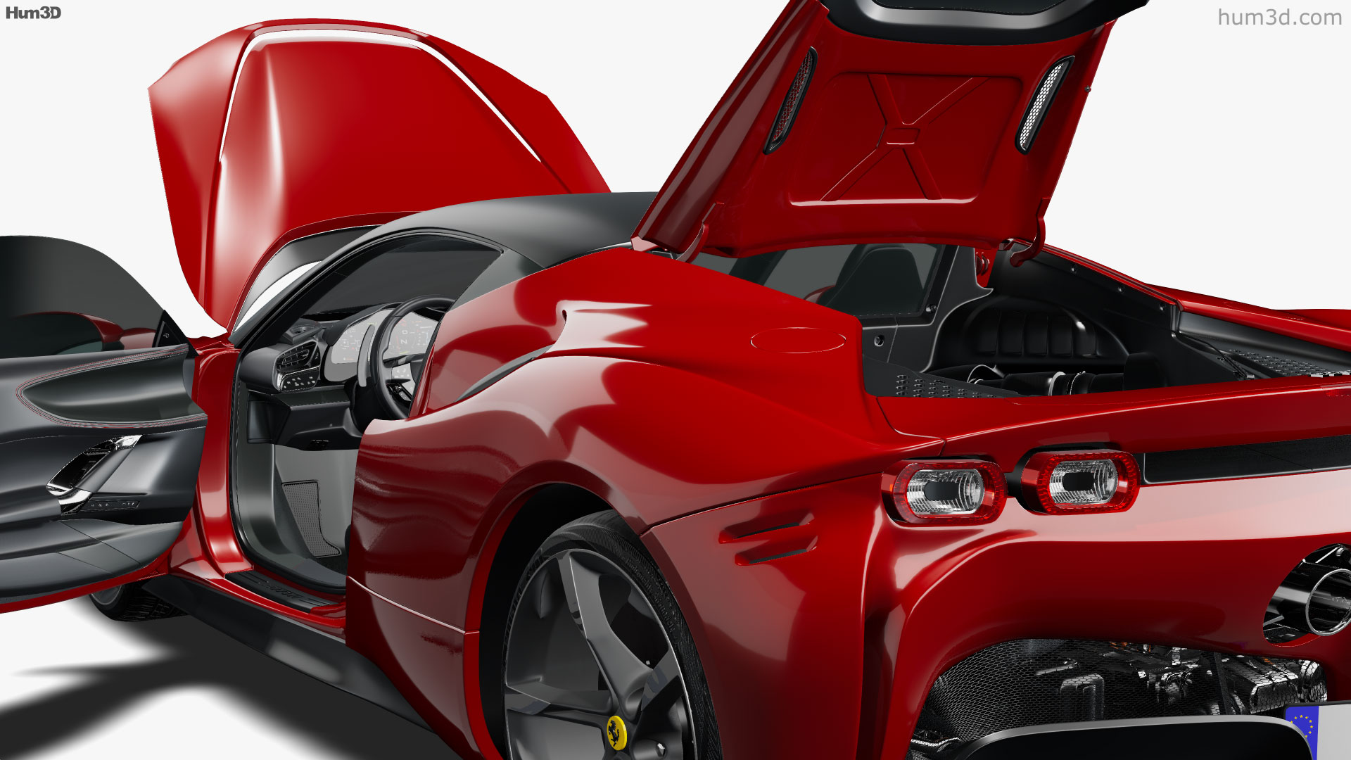 360 view of Ferrari SF90 Stradale with HQ interior and engine 2020 3D ...