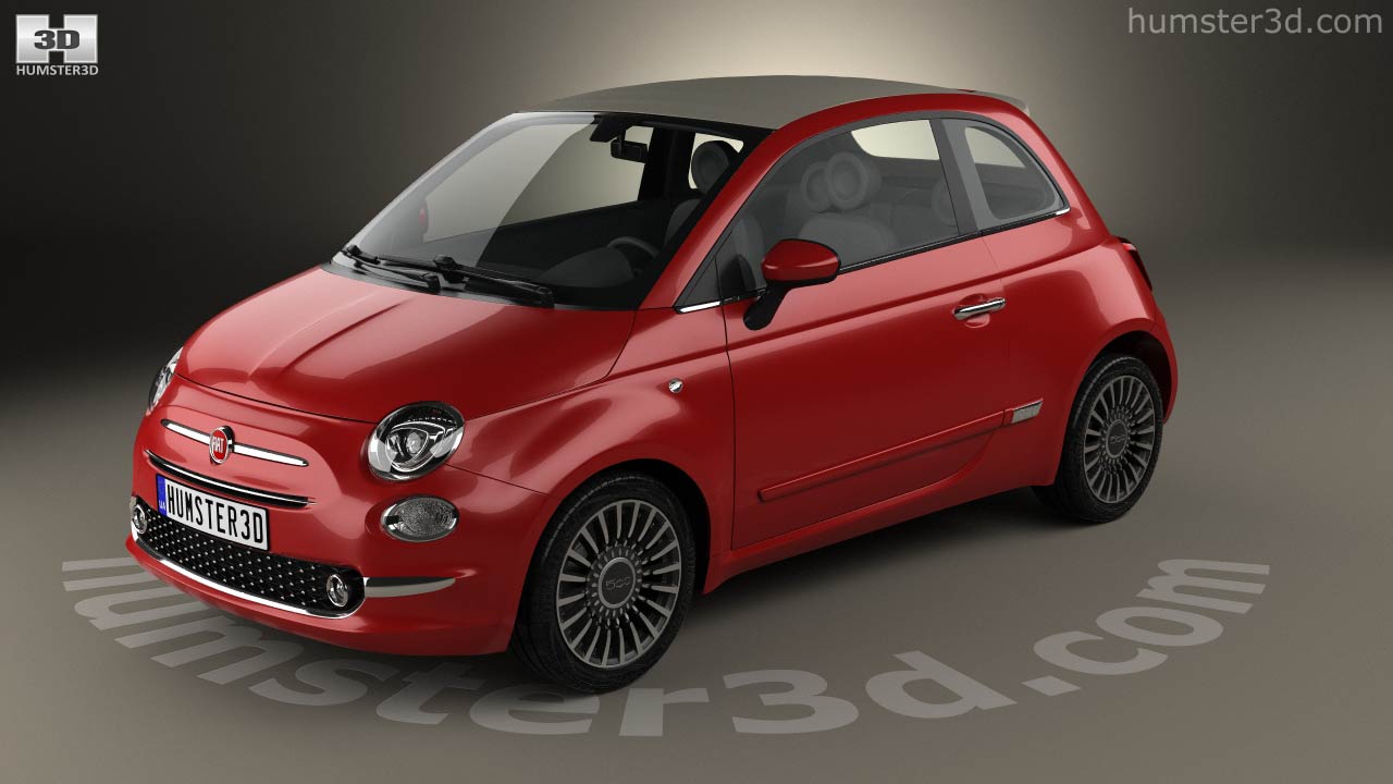 360 view of Fiat 500 C 2018 3D model - 3DModels store