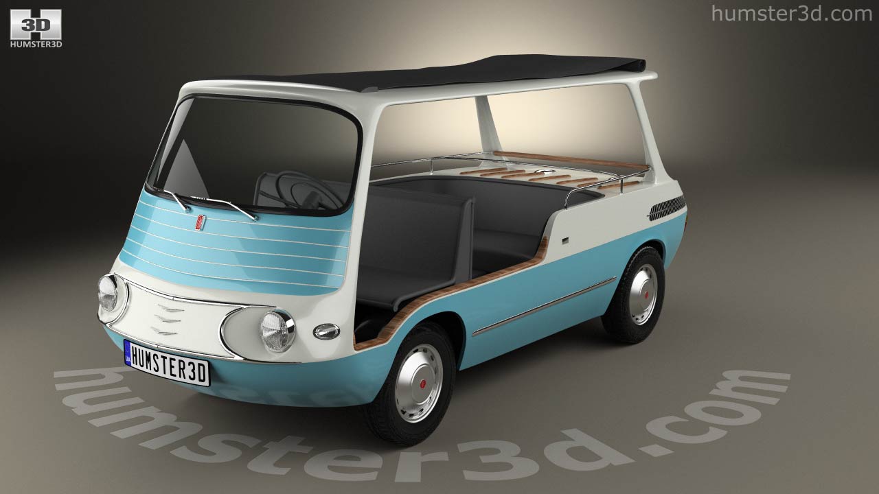 360 view of Fiat 600 Multipla Marinella 1958 3D model - 3DModels store