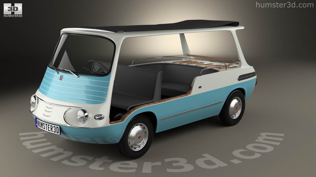 360 view of Fiat 600 Multipla Marinella 1958 3D model - 3DModels store