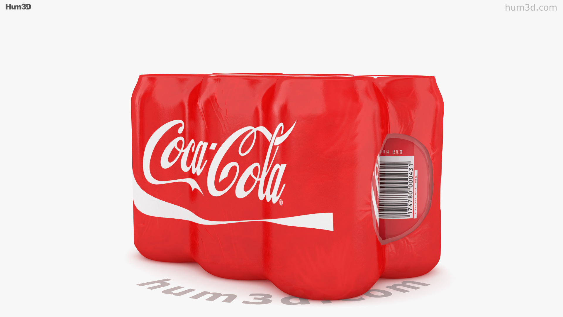 360 view of Plastic Shrink Wrapped Coca-Cola Cans Pack 3D model ...