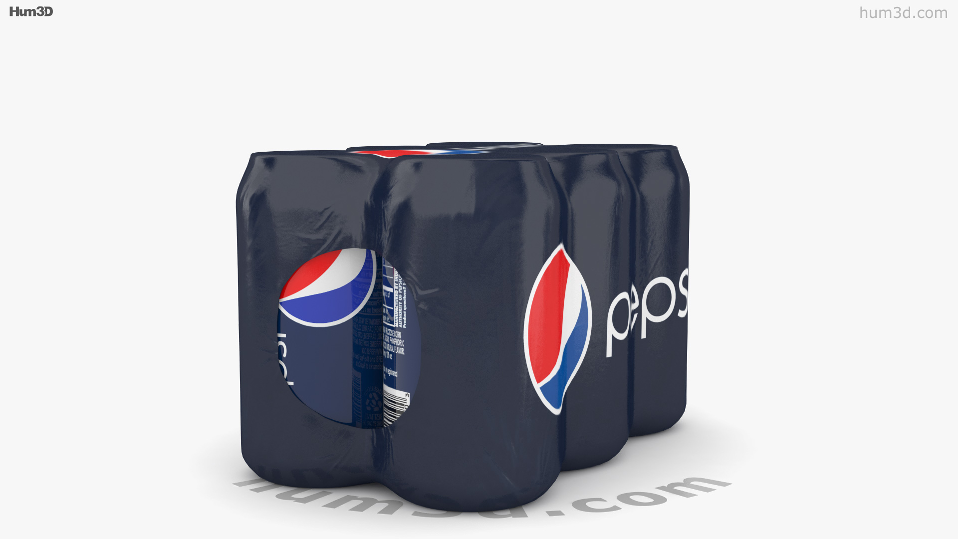 360 view of Plastic Shrink Wrapped Pepsi Cans Pack 3D model - 3DModels ...