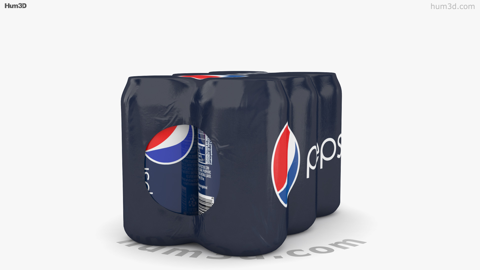 360 view of Plastic Shrink Wrapped Pepsi Cans Pack 3D model - 3DModels ...