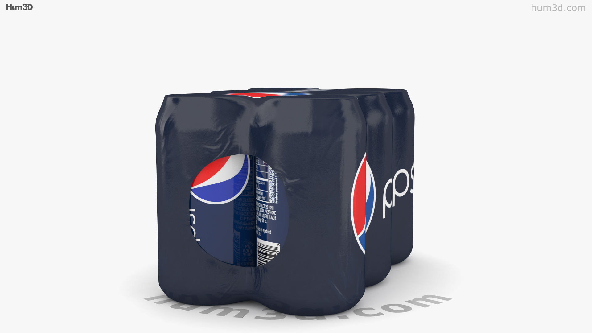 360 view of Plastic Shrink Wrapped Pepsi Cans Pack 3D model - 3DModels ...