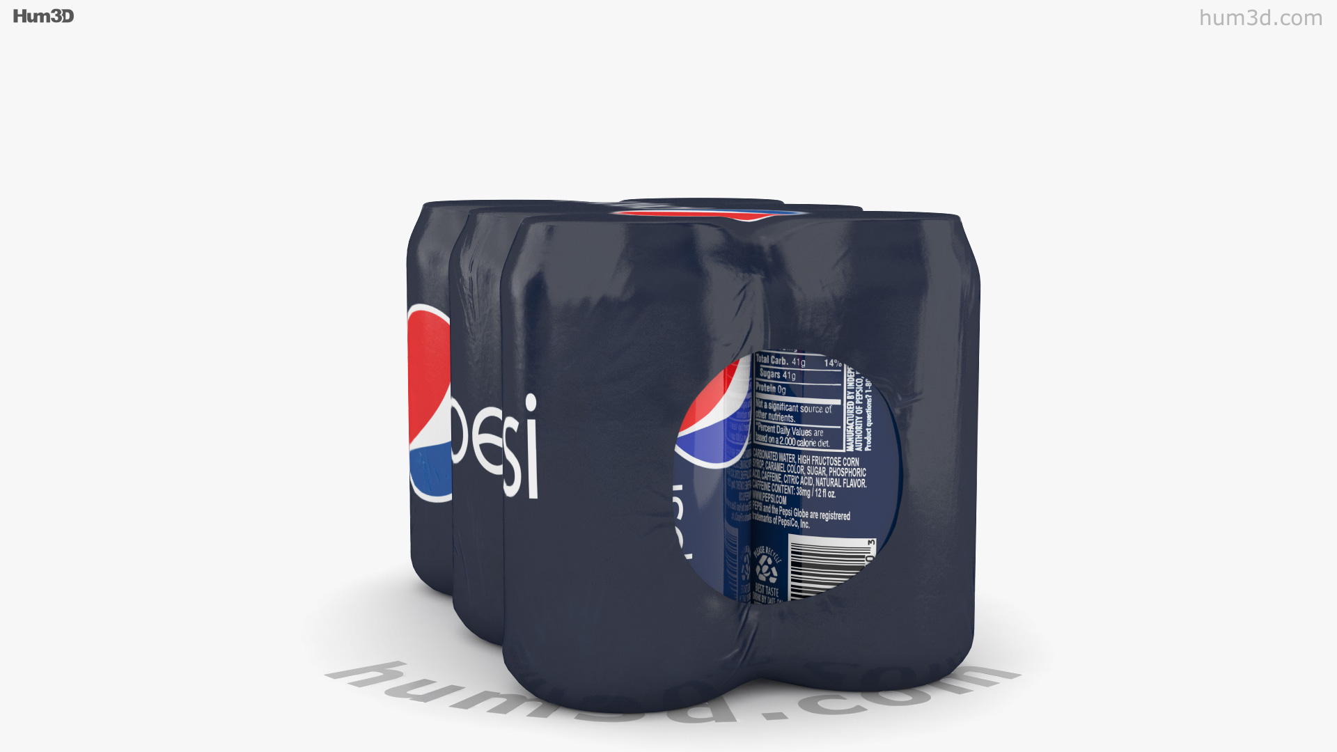 360 view of Plastic Shrink Wrapped Pepsi Cans Pack 3D model - 3DModels ...