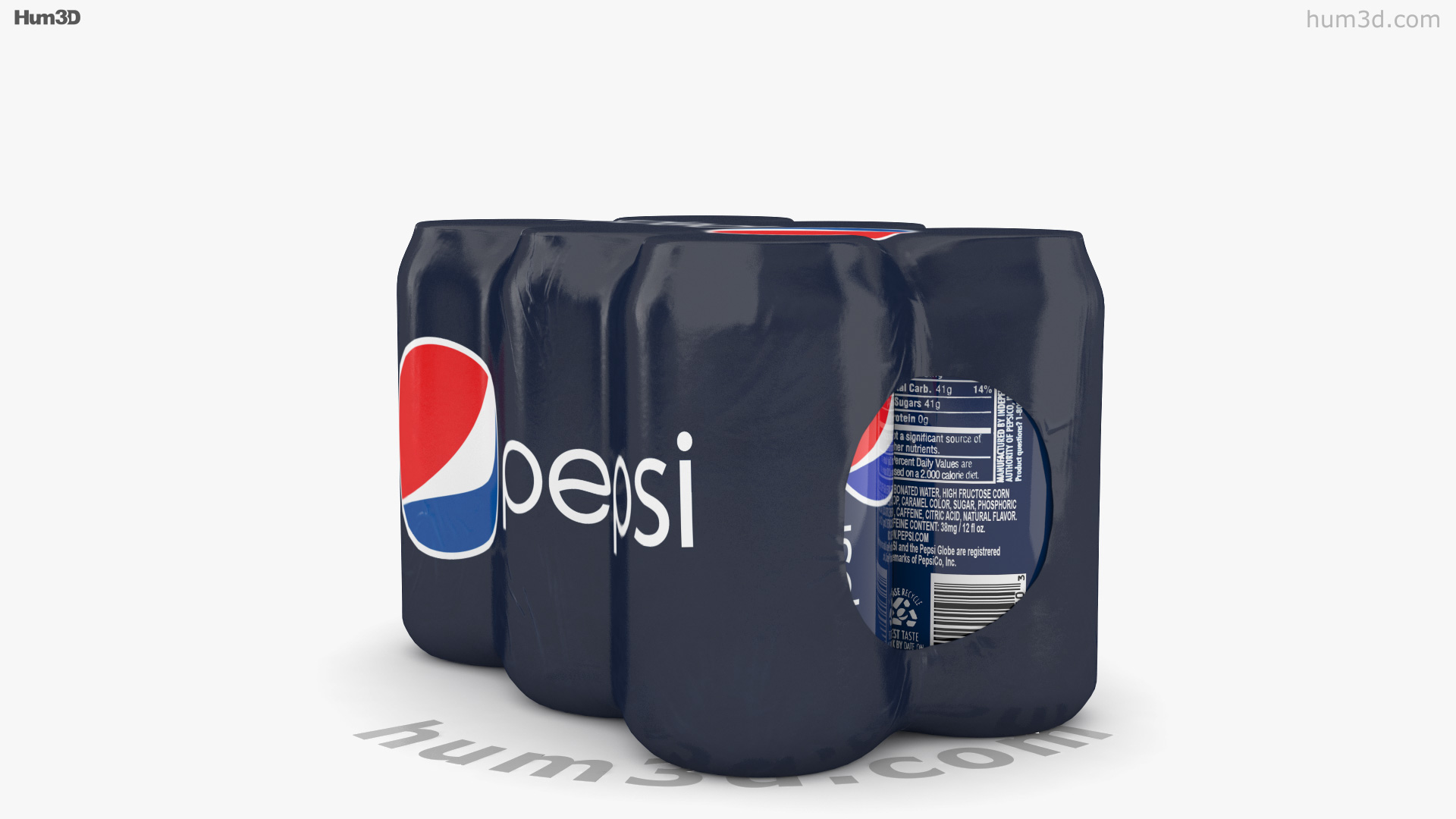 360 view of Plastic Shrink Wrapped Pepsi Cans Pack 3D model - 3DModels ...